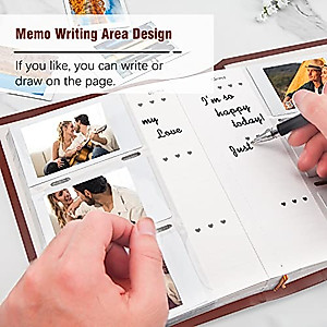 Photo Album for Fujifilm Instax Mini Camera, Polaroid Camera, Instax Photo Album with Memo Areas, 180 Pockets 2x3 Photo Album with Writing Space for Instax Mini 12 11 40 9 7+ Evo Liplay Camera, Brown