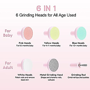 Qunlions life Glopole Baby Nail Trimmer File with Light - Safe Electric Nail Clippers Kit for Newborn Infant Toddler Kids Toes and Fingernails - Care, Polish and Trim - Battery Operated (AA), Pink