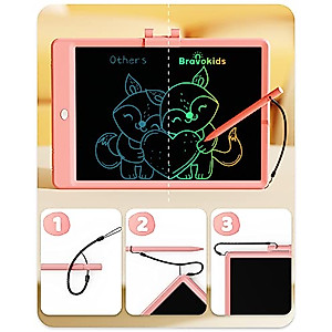 Bravokids Toys for 3-6 Years Old Girls Boys, LCD Writing Tablet 10 Inch Doodle Board, Electronic Drawing Tablet Drawing Pads, Educational Birthday Gift for 3 4 5 6 7 8 Years Old Kids Toddler (Pink)