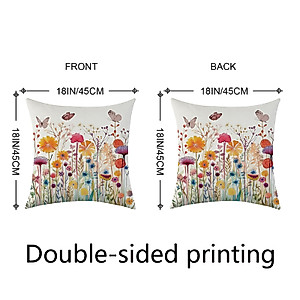 Mimkus Outdoor Waterproof Throw Pillow Covers 18x18 Set of 4 Spring Summer Floral Decorative Pillow Covers for Outdoor Couch Sofa Patio