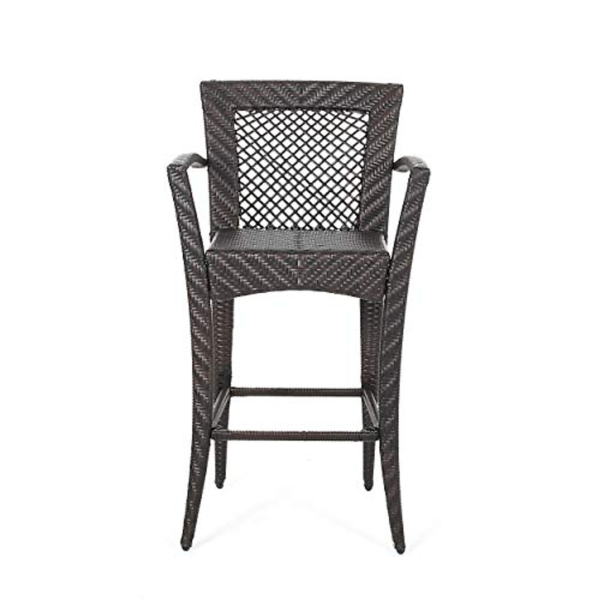 Christopher Knight Home Megan Outdoor 46" Wicker Barstool (Set of 2), Multi Brown Finish