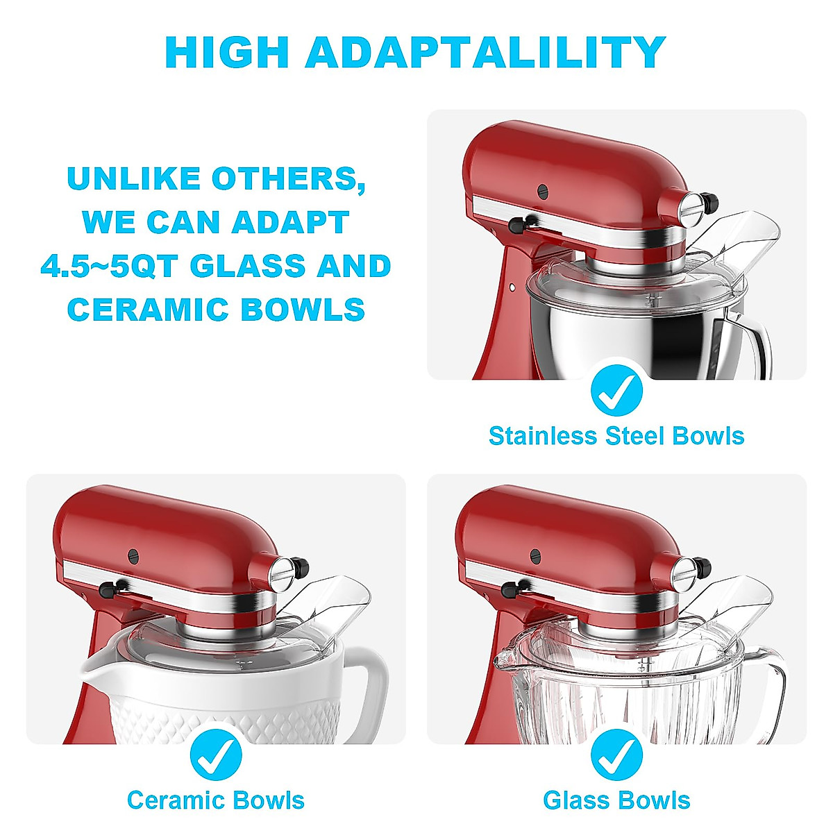 Stainless Steel Bowl for KitchenAid 4.5-5QT Tilt-Head Mixer with Pouring Shield, Mixing Bowl for Kitchenaid Stand Mixer, Metal Mixing Bowls Stainless Steel by Hozodo