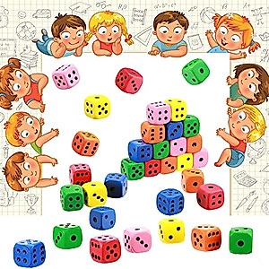 36 Pieces Foam Dice Colorful Dice Cubes Block of Dice with Number Dots for Boy Girl Over 6+, Building, Educational Toys, Math Teaching, Pastime, Party Favors and Classroom Supplies
