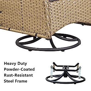 HUMMUH 5-Piece Patio Furniture Wicker Outdoor Conversation Set,All-Weather Rattan Swivel Chairs Bistro Set with Loveseat Coffee Table for Backyard,Poolside,Deck (Yellow/Beige)