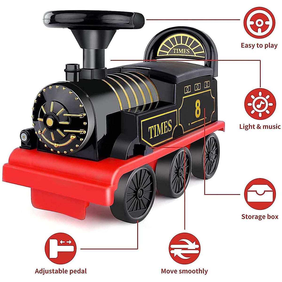 DoxiGlobal 2 in 1 Ride on Train Toys Electric Train Set trackless Cargo Car with Music for Kids Toddler Boys Birthday Gifts (Train)