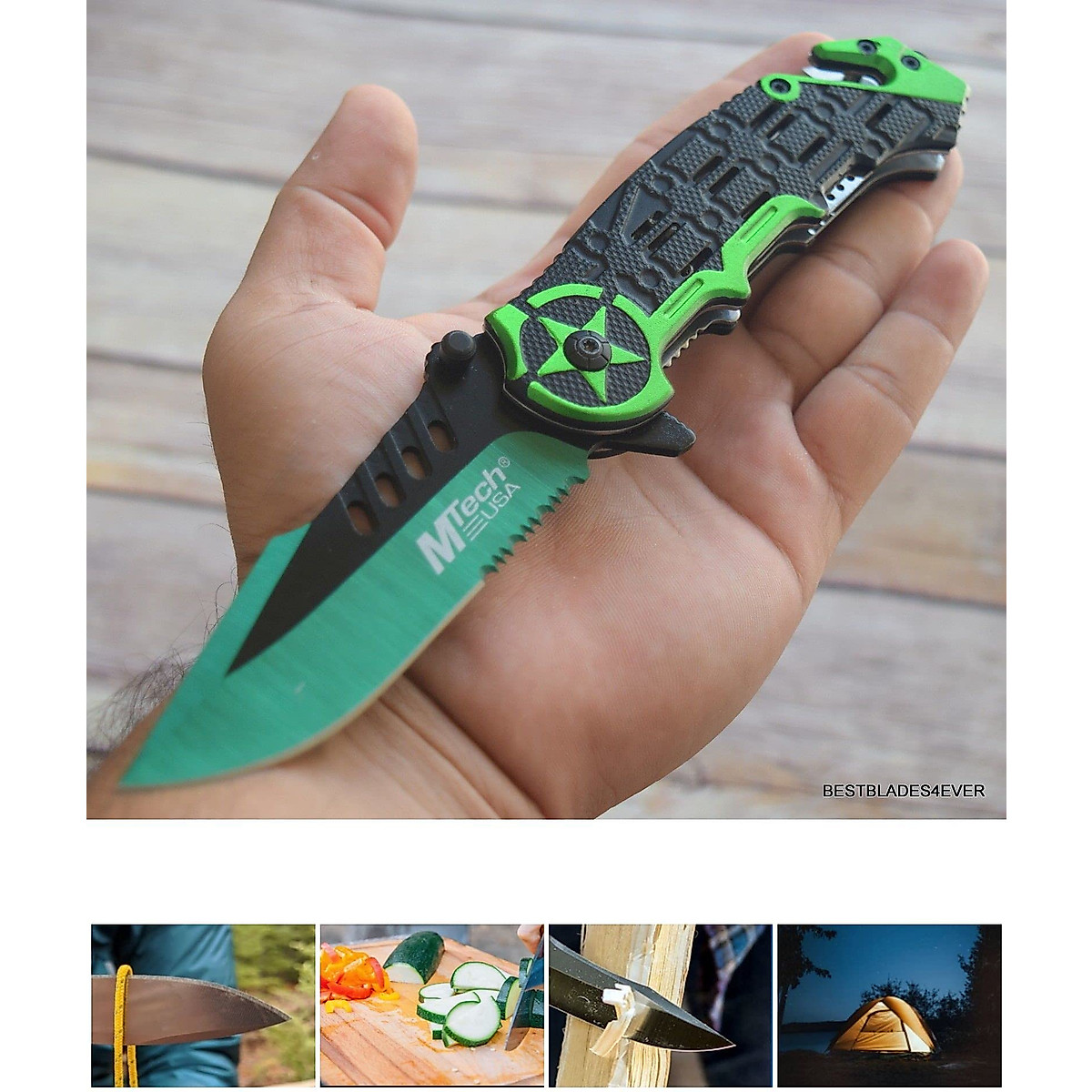 8.25 Inch Mtech Tactical Rescue Stainless Steel Open Folding Pocket Knife With Clip Outdoor Survival Hunting Knife for Camping by Survival Steel