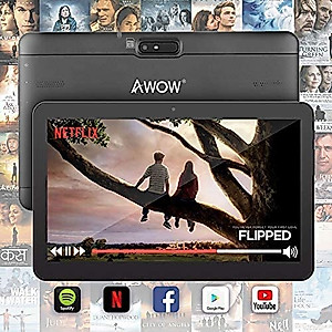 AWOW Tablet 10.1 inch Android 10 go Tablet, Quad-Core Processor, 32GB Storage Tablet Computer, 1024x600 LCD Display, 0.3MP and 2MP Camera, 2.4G WiFi, Bluetooth 4.0, 5000mAh Battery Capacity, Black