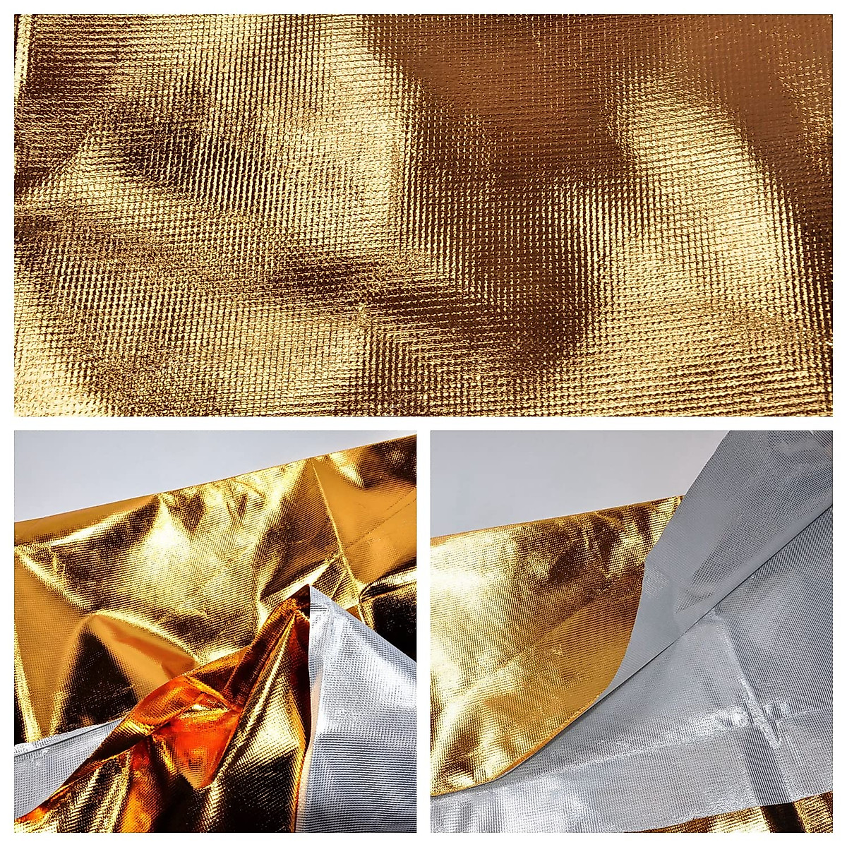 AIVYNA Coatings Foil Lame Knit 59inch Wide Metallic Fabric Covering Plants by The Yard(1Yard Gold)