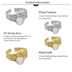 EKHOU 925 sterling silver irregular resizable size open ring, rock punk party casual jewelry silver