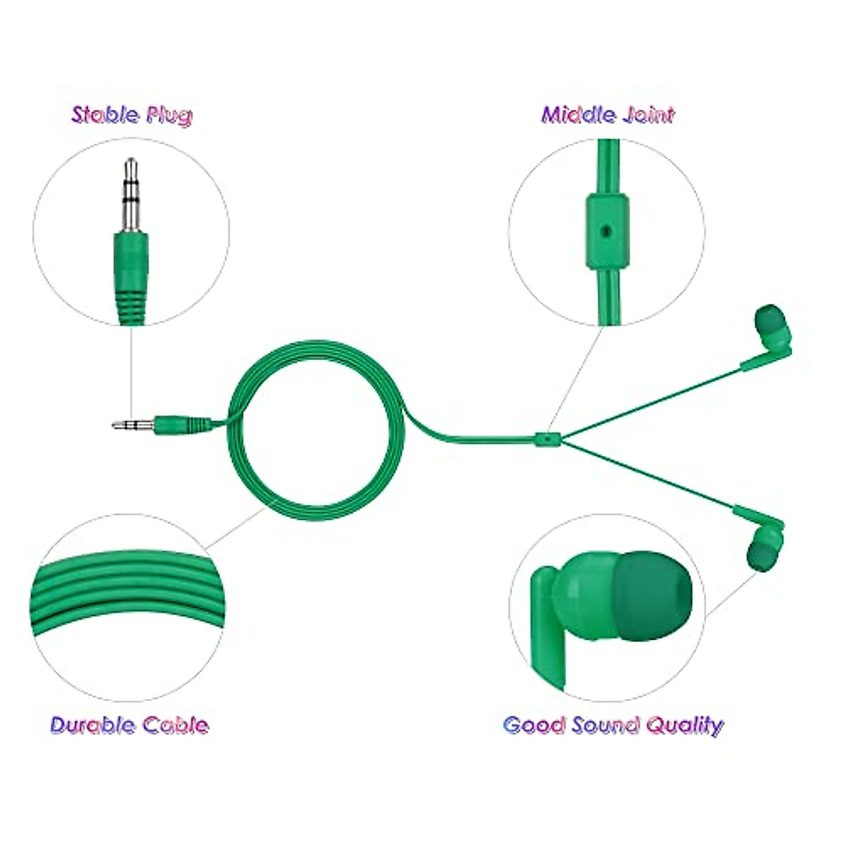 30 Packs Earbuds Bulk Headphones for Classrooms, QIDAIZUOEN Student Earphones Individually Wrapped for School in 7 Colors