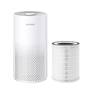 CUCKOO True HEPA Air Purifier Bundle with Extra Filter, Up to 456 sq. ft., 3-Stage Air Filter with H13 HEPA and Activated Carbon, Small Air Purifiers for Home Bedroom, White (CAC-I0510FW)
