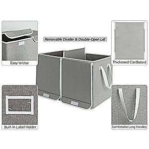 StorageWorks Storage Bin with Flip-Top Lids, Collapsible Storage Box, Gray, 24 ¾"L x 13" W x 16" H