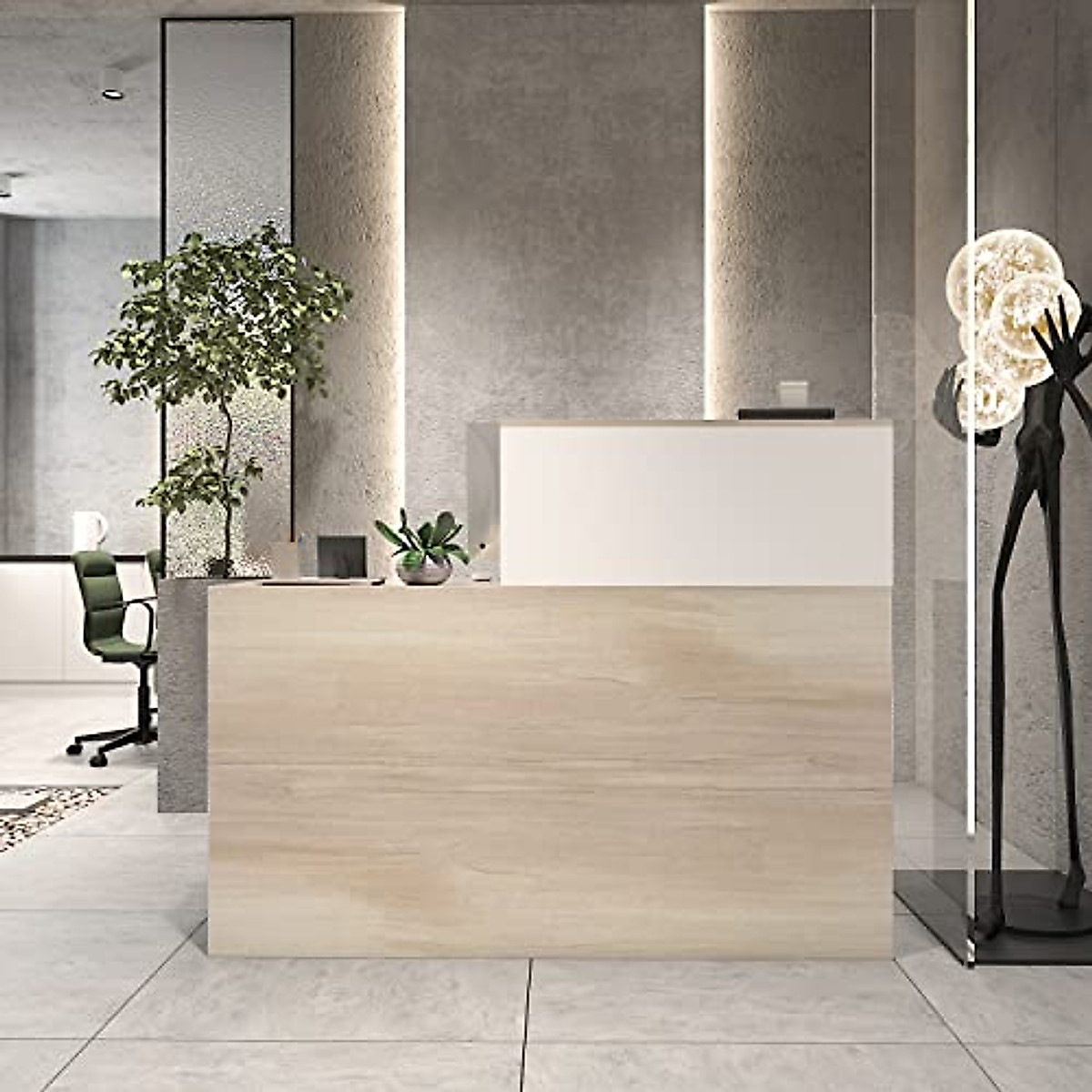 AIEGLE Reception Desk with Counter & Lockable Srotage Drawers, for Salon Reception Room Checkout Office, Natrual (55.1" L x 23.6" W x 43.3" H)