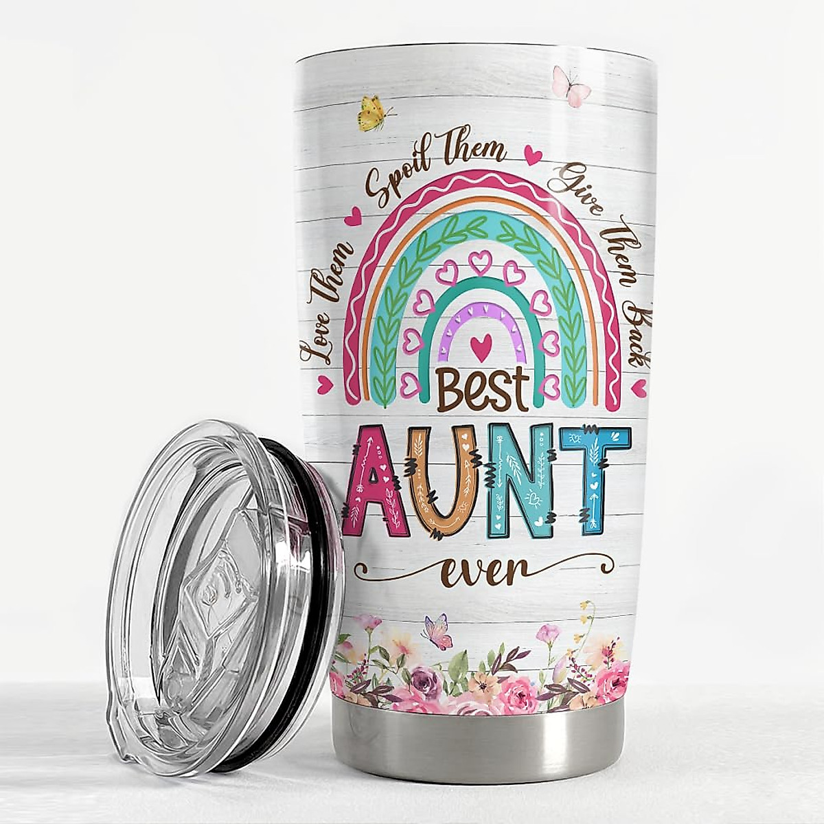 SANDJEST Aunt Tumbler 20oz Best Aunt Ever Cup Gift Stainless Steel Insulated Tumblers Coffee Travel Mug Auntie Cup Aunts Gift for Birthday Christmas