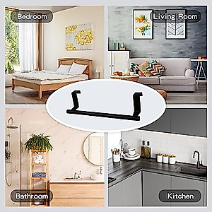 Over The Door Towel Rack, Stainless Steel Kitchen Towel Holder, Cabinet Door Towel Bar, Dish Towel Rack for Cabinet, Over Cabinet Towel Hanger for Kitchen Bathroom Cupboard, 2Pack (Black)