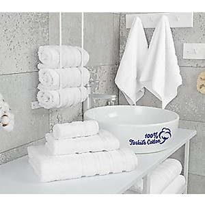 American Soft Linen Luxury 6 Piece Towel Set, 2 Bath Towels 2 Hand Towels 2 Washcloths, 100% Turkish Cotton Towels for Bathroom, White Towel Sets