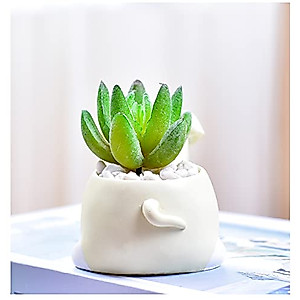 Cute Labrador Retriever Flower Pot with Drainer Garden Flower Pot Resin Succulent Potted Bonsai Plant Stand Home Desk Mini Decoration Balcony Gardening Flower Pot Does Not Contain Plants