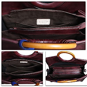 Genuine Leather Top Handle Handbag for Women Vintage Satchel Retro Cowhide Handmade Crossbody Bag Purse (Coffee)