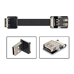 ChenYang CY Down Angled Flat Slim FPC USB 2.0 Type-A Male to Female Extension Data Cable for FPV & Disk & Scanner & Printer 20CM