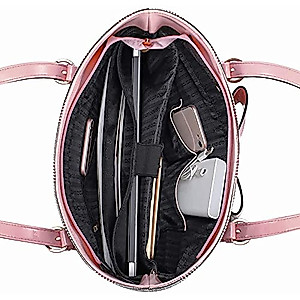 MOSISO Laptop Bag for Women Compatible with MacBook Air/Pro,13-13.3 inch Notebook,Compatible with MacBook Pro 14 inch 2023, PU Leather Large Capacity Travel Briefcase with Bowknot Grid MO-GID001GYPK