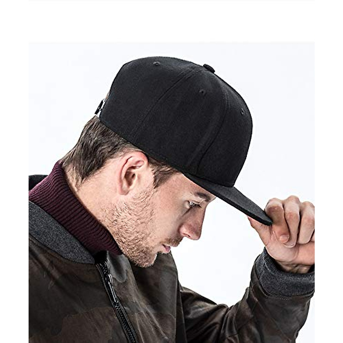 Snapback Hats for Men Baseball Cap Adjustable Flat Bill Trucker Dad Gift Skull Hat Skeleton Hand Snap Backpack Skateboard Hats for Boys Teen Black