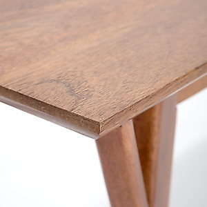 Finch Stratford Mid Century Entryway Bench, Solid Wood Seating for Dining Room or Hallway, Modern Farmhouse Rustic Design, Walnut Brown