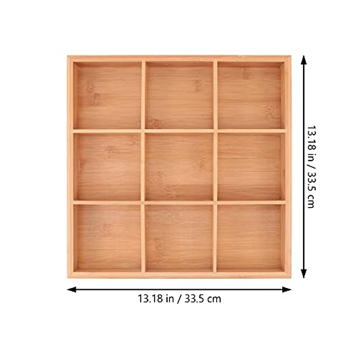 DOITOOL Wood Serving Tray Divided Platter 9- Section Wood Food Server Bamboo Serving Dishes Serving Platters for Snacks Appetizers