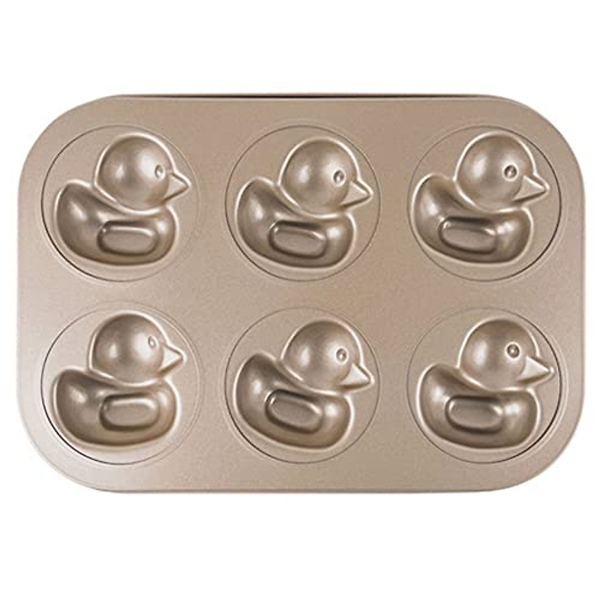PALPLUS Duck Bird Shape Pans for Baking 6-Cavity Cake Pan Non-Stick Bake-ware Mold for Oven Baking Champagne Gold For Baking Decorating