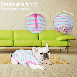 Wabdhally Dog Surgery Recovery Suit,Surgical Recovery Female Spay Suit for Small Dogs Cats,Surgery Recovery Multi Pink Onesie S