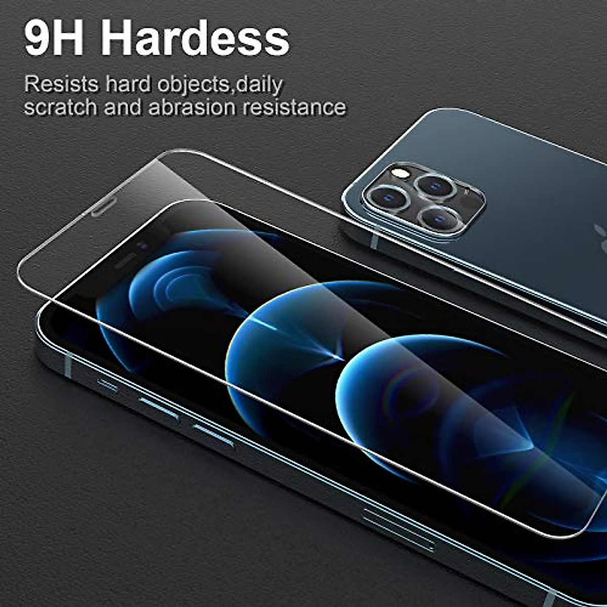 [4Pack] 2 Pack Screen Protector Tempered Glass Compatible with iPhone 12 PRO 5G (6.1”)+2 Pack Camera Lens Protector Tempered Glass for iPhone 12 PRO, HD Clear Anti-Scratch Bubble Free Case Friendly