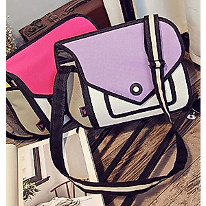 Xugq66 3D Style 2D Drawing Cartoon Handbag Shoulder Canvas Messenger Bag (Pink)