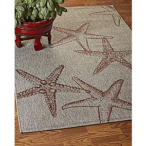 LR Home Captiva Sunset Cay Indoor/Outdoor Area Rug, 5' x 7', Coral/Beige