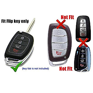 2Pcs Coolbestda Flip Key Fob Cover Skin Remote Case Keyless Entry Jacket Shell for Hyundai Sonata Santa Fe Tucson Black Rose