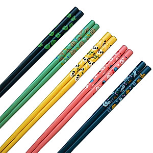 MEKBOK Handmade Japanese Chopsticks Reusable Natural Wooden Chopstick with Box, 5 Pairs Gift Set