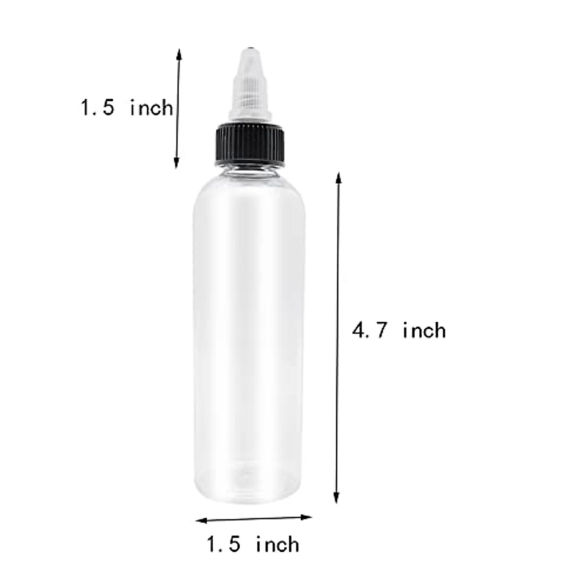 XYSMZM 6 Pcs Dispensing Bottles, 4oz Plastic Boston Squeeze Bottles with Twist Top Cap