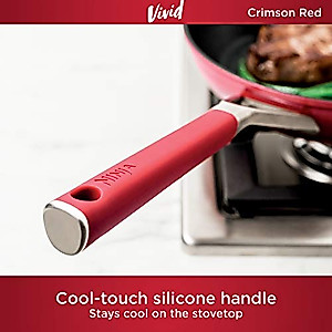 Ninja C20020 Foodi NeverStick Vivid 8-Inch Fry Pan, Nonstick, Durable & Oven Safe to 400°F, Cool-Touch Handles, Crimson Red
