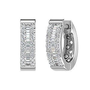 1/4 Carat Diamond Hoop & Huggies Earrings in 10K White Gold