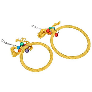Bird Biting Toy Durable and Portable Ring Rope Swing Bird Toy, Parrot Hanging Ring, Resistance to Bite for Pet Parrot Parrotlet Budgie Cockateil Cockatoo(Yellow)