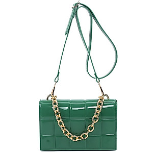 Trendeology Chain Accent Woven Effect Jelly 2-Way Shoulder Bag Crossbody