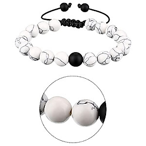 Howlite Black Matte Agate Couples Distance Energy Beads Bracelet For Valentine's Day Gift