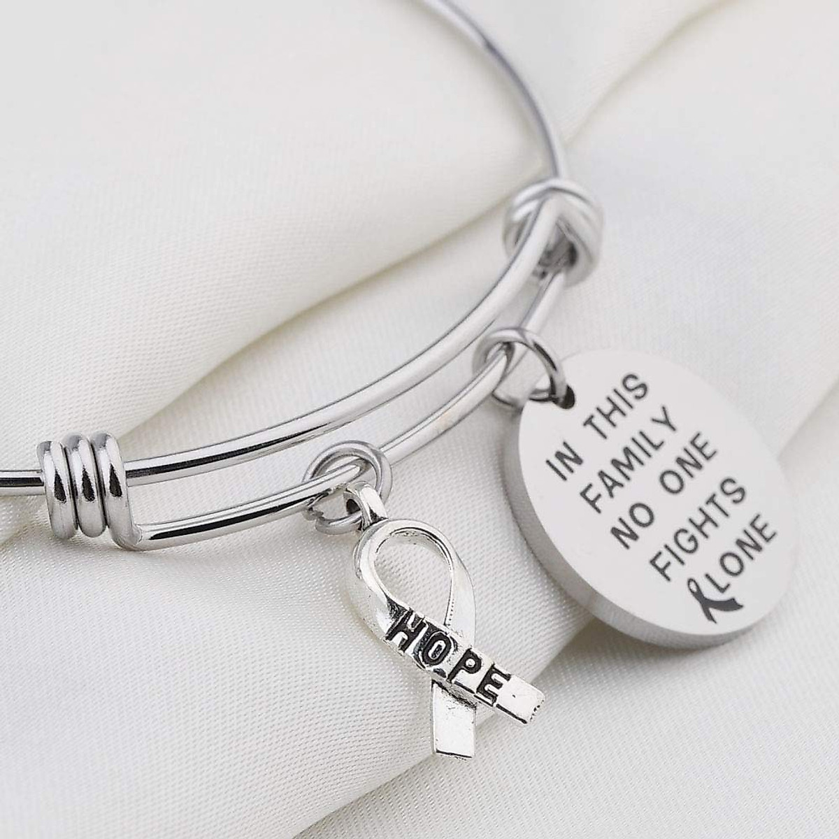 BNQL in This Family Nobody Fights Alone Bracelet Necklace Cancer Awareness Gifts