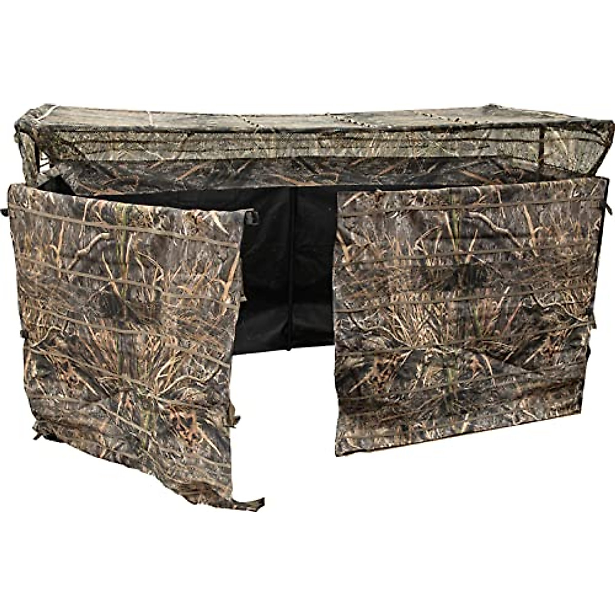 Drake Waterfowl Ghillie 4-Man Blind with No-Shadow Dual Action Top Mossy Oak Shadow Grass Habitat