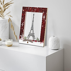 Pardick Christmas Tree 4x6 Picture Frame, Snowflake Red Wooden Photo Frames for Tabletop and Wall Display, Picture Frame Home Office Decor