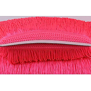 Heartwish268 Fringe Trim Lace Polyerter Fibre Tassel 12inch（″） Wide 10 Yards Long for Clothes Accessories and Latin Wedding Dress and DIY Lamp Shade Decoration Black Fluorescent Peach