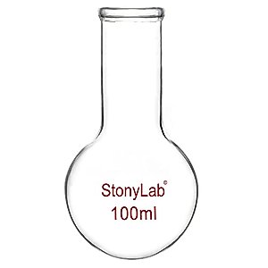 StonyLab Glass 100 ml Long Neck Round Bottom Flask, Borosilicate Glass Heavy Wall Round Bottom Boiling Flask RBF with Long Neck, 100ml