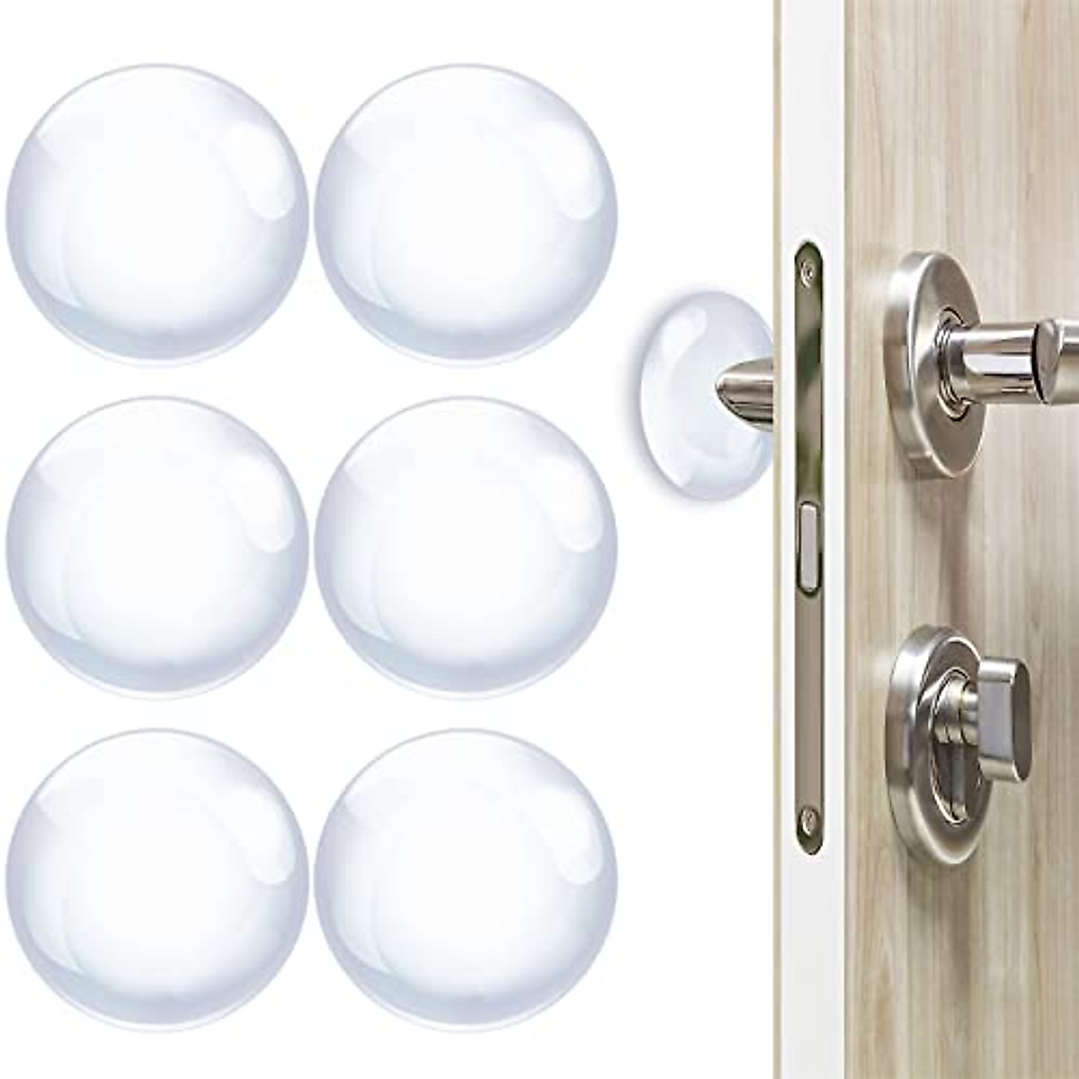 Door Stoppers Wall Protector, 6PCS Reusable Door Bumper with Self Strong Adhesive, Quiet, Shock Absorbent Gel for Home, Office, Wall Protector from Door Knobs