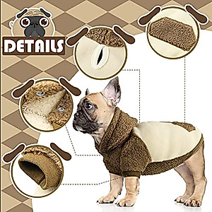 Fuzzy Thick Dog Winter Clothes Dog Hoodie Thermal Coat Doggie Clothes Dog Clothes Boy Dog Jacket Puppy Outfit Small Girl Dog Clothes (Large)