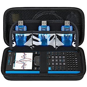 Supmay Hard Carrying Case for Texas Instruments TI-Nspire CX II CAS/TI-Nspire CX II Color Graphing Calculator, Storage Holder with Mesh Pockets for Charger Cable, User Manual and More, Black