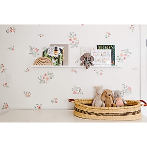 Modern Maxwell Wall Art Decals for Girls Nursery, Bedroom, Living Room “Blush” Watercolor Floral Room Sticker 80 Pieces