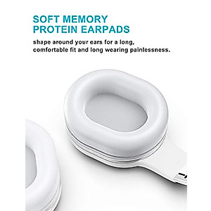 Bluetooth Headphones with Microphone Deep Bass Wireless Headphones Over Ear, Noise Cancelling Headphones, Foldable Headset with Comfortable Protein Earpads, 60 Hours Playtime, for Travel/Work, White